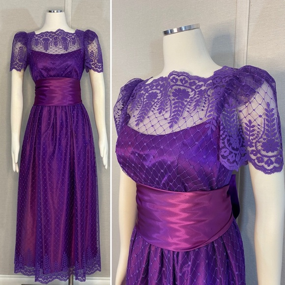 Vintage | Dresses | Vintage 6s Ilgwu Purple Lace Dress | Poshmark